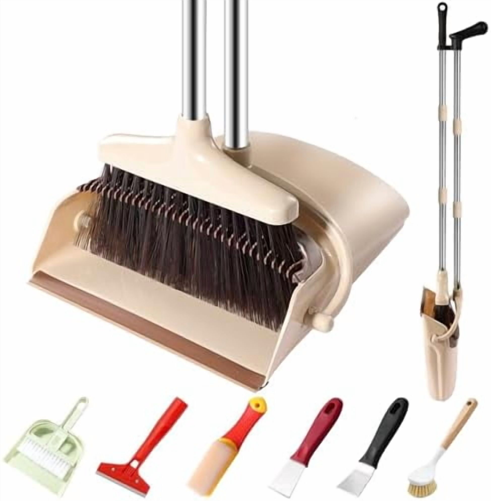 Broom and Dustpan Set with Long Handle – Upright Standing Broom Combo ...