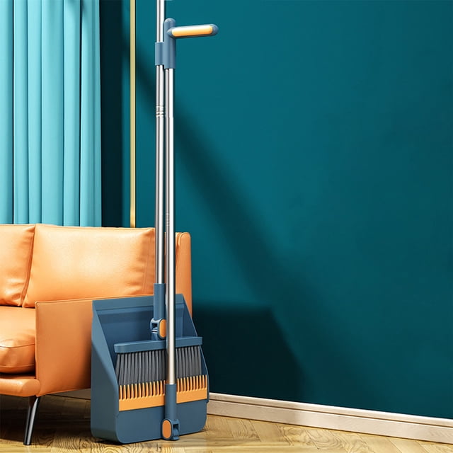 Broom and Dustpan Set with Self Cleaning Teeth - 180° Rotating Heavy ...