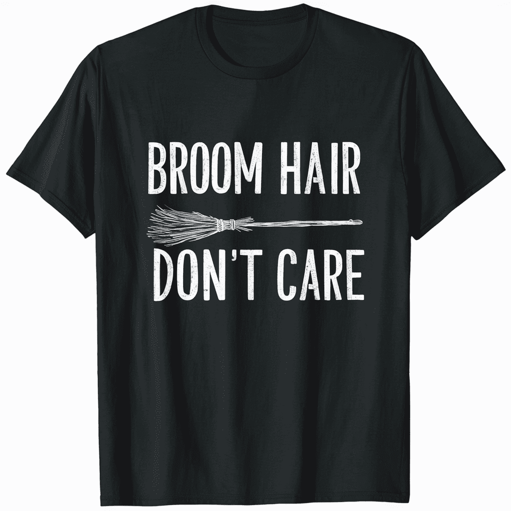 Broom Hair Don't Care Halloween Witch Broomstick T-Shirt - Walmart.com