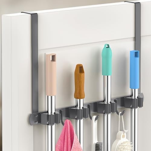 Broom Holder Over The Door-304 Stainless Steel Mop and Broom Holder ...