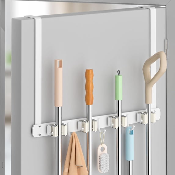 Broom Holder Over The Door - 304 Stainless Steel Mop and Broom Holder ...