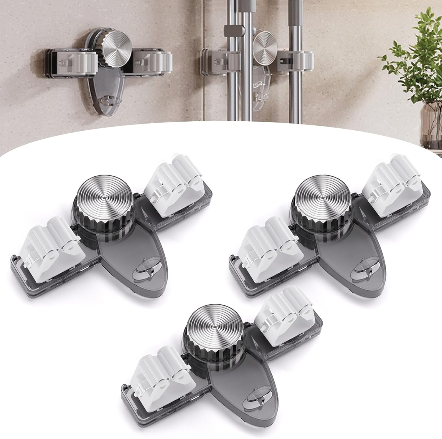 Broom Holder Mop Hanger, Broom Mop Hanger Wall, No Punching Suction Cup ...