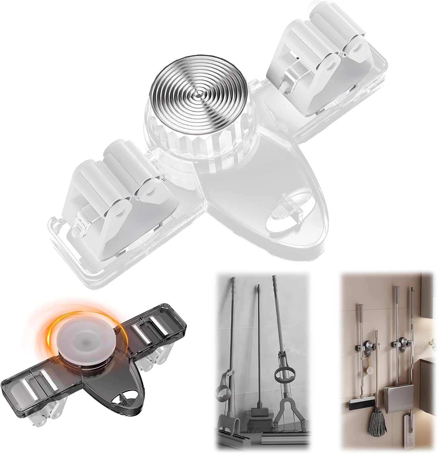 Broom Holder Mop Hanger,Multi-Purpose Wall Mount Mop Grippers No ...