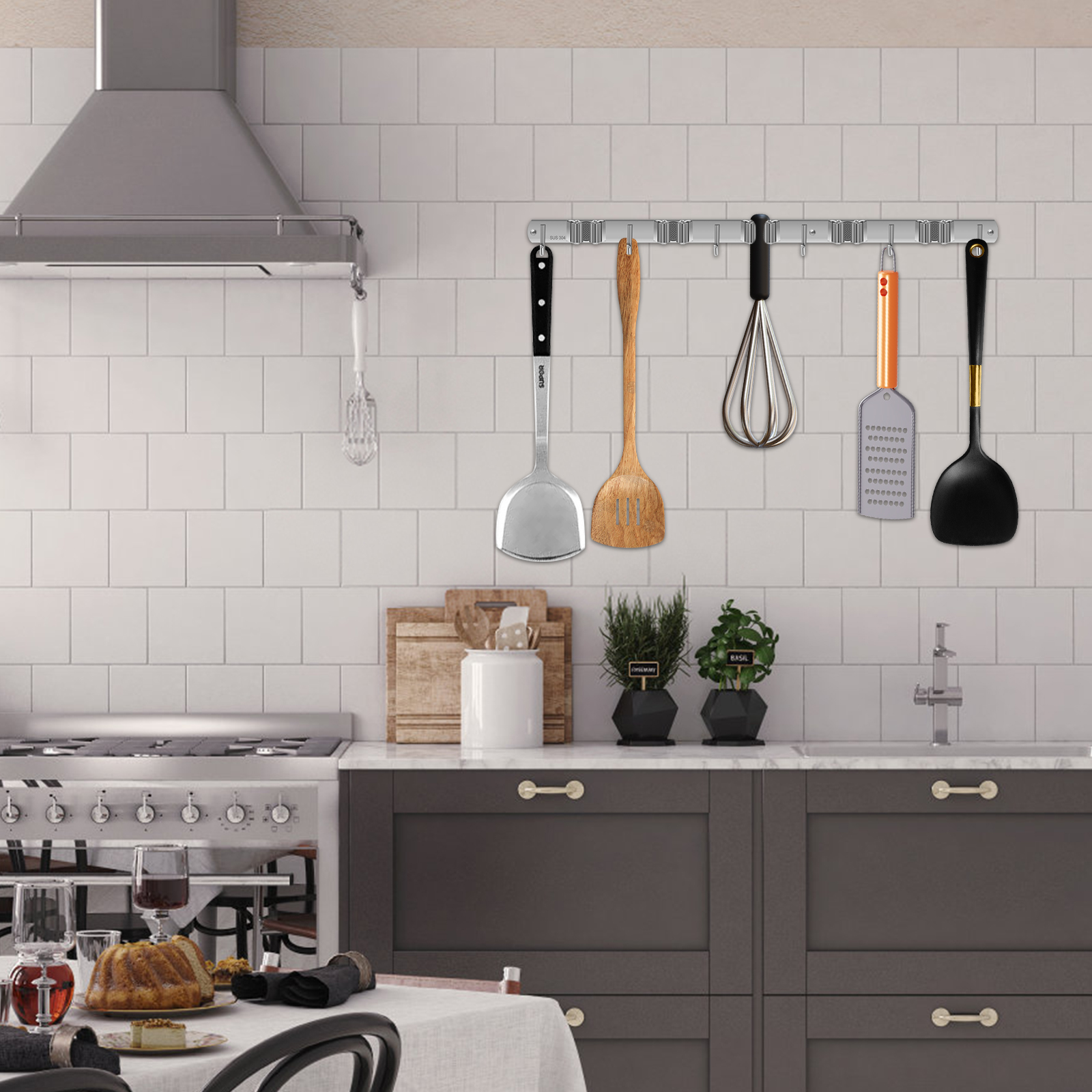 Broom Holder Mop Hanger Wall Mount Metal Organization Garage Storage ...