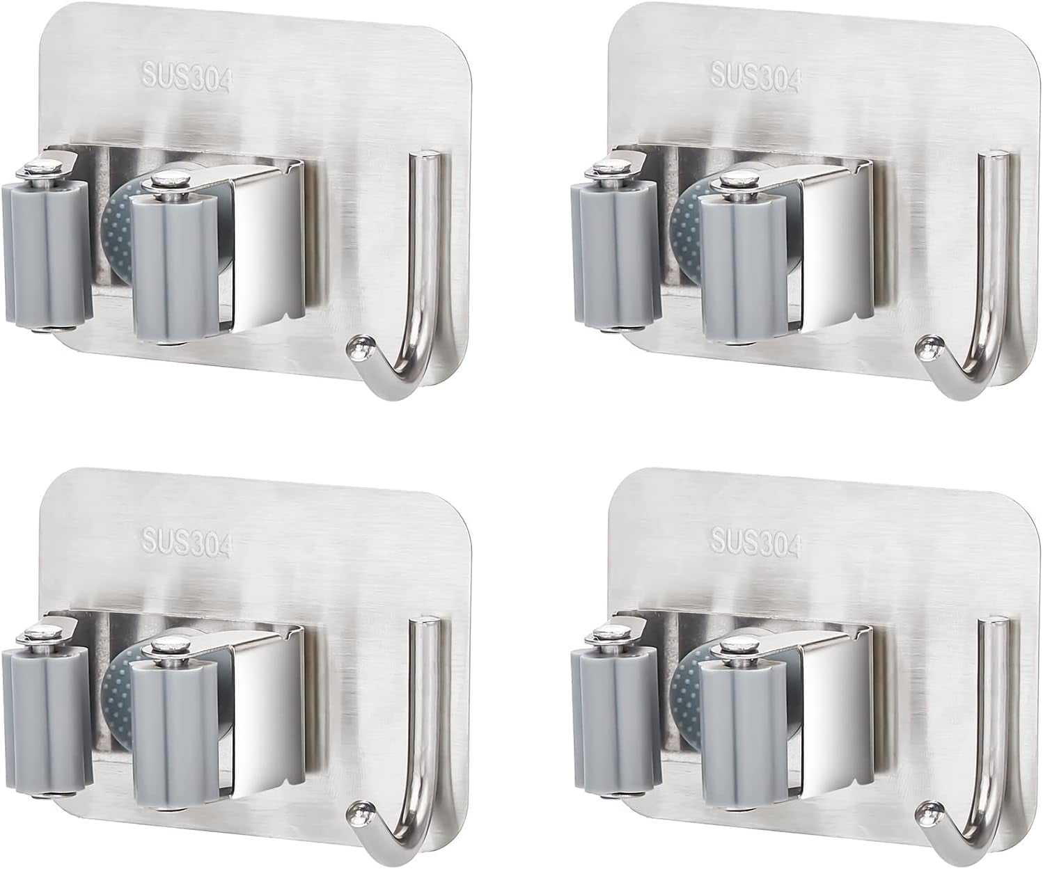 Broom Holder Self Adhesive Mop Holder Stainless Steel Wall Mounted ...