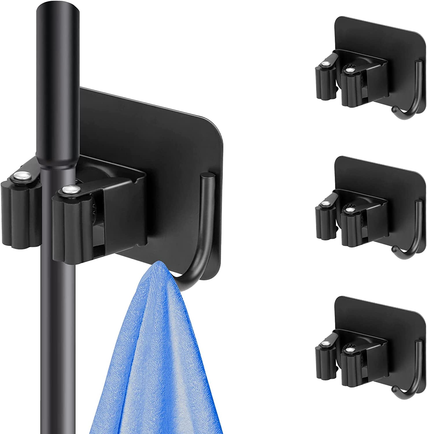 Broom Holder Self Adhesive Mop Holder Stainless Steel Wall Mounted ...