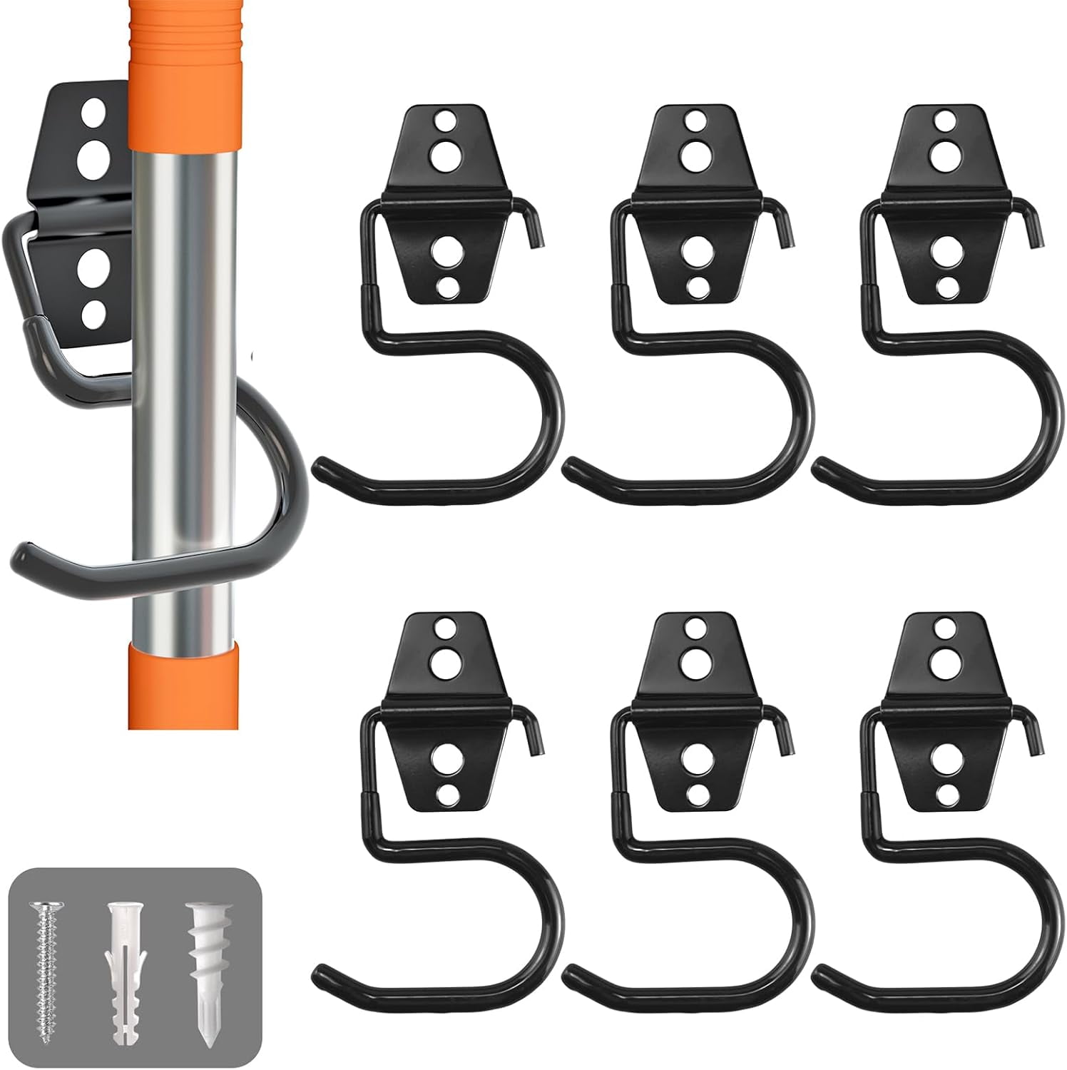 Broom Holder Wall Mount - 12 Pack Tool Hangers Garage Wall Hanging ...