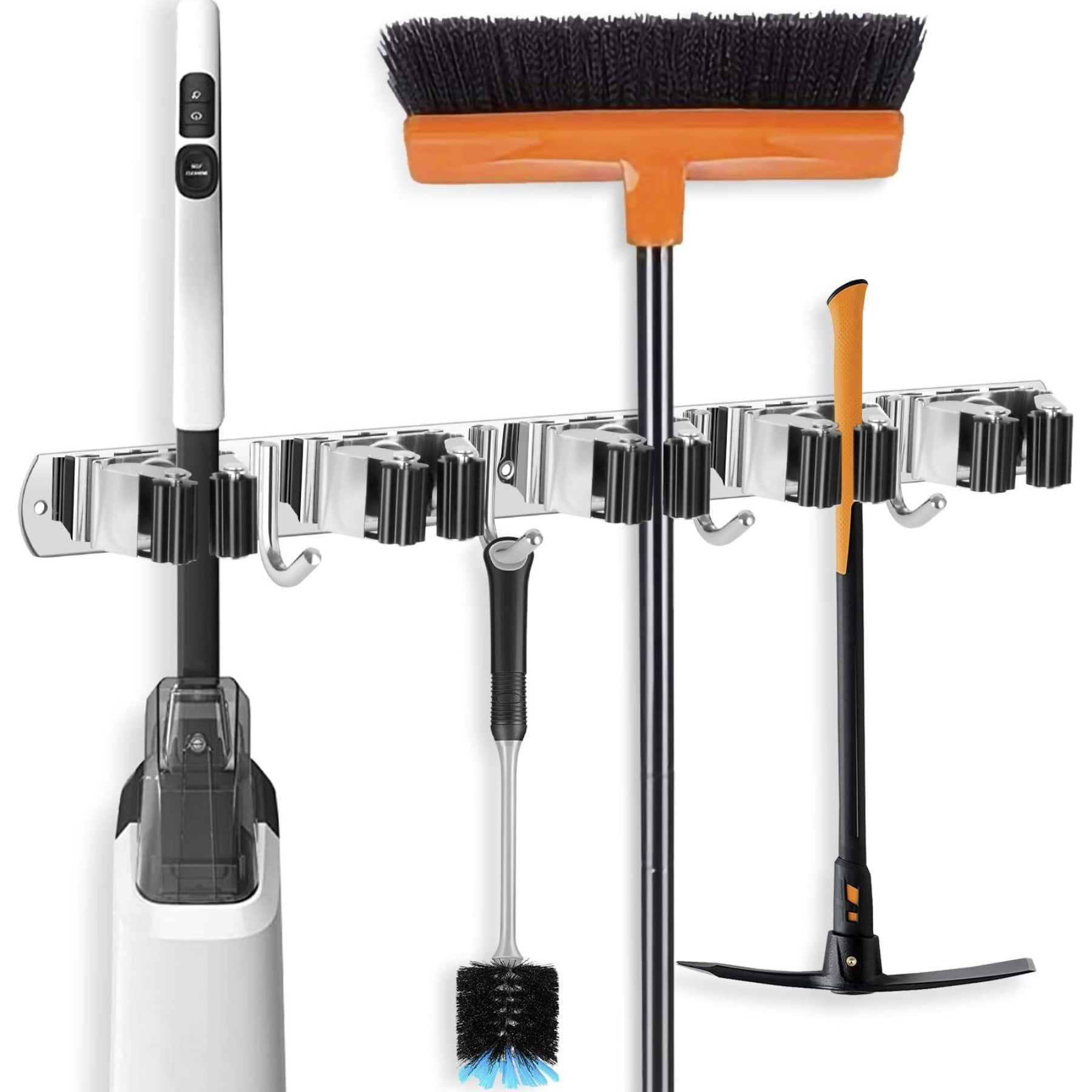 Broom Holder Wall Mount,Broom Holder Stainless Steel Heavy Duty Garage ...