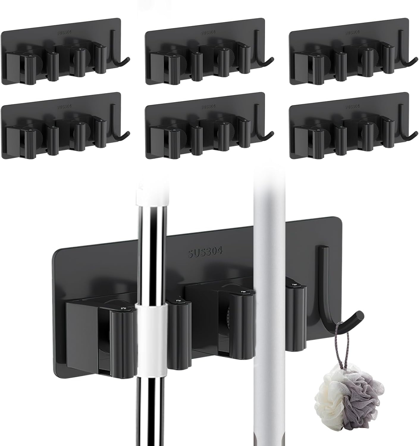 Broom Holder Wall Mount No Drill,Broom And Mop Organizer Wall Hanging ...