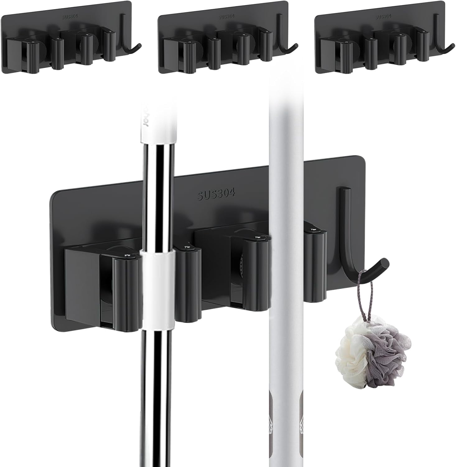 Broom Holder Wall Mount No Drill,Broom And Mop Organizer Wall Hanging ...