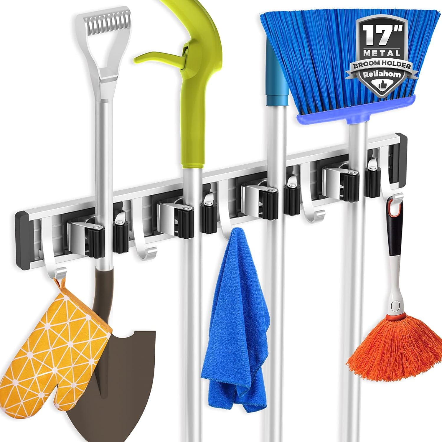 Broom Holder Wall Mount Mop and Broom Hanger Wall Mounted Garage ...