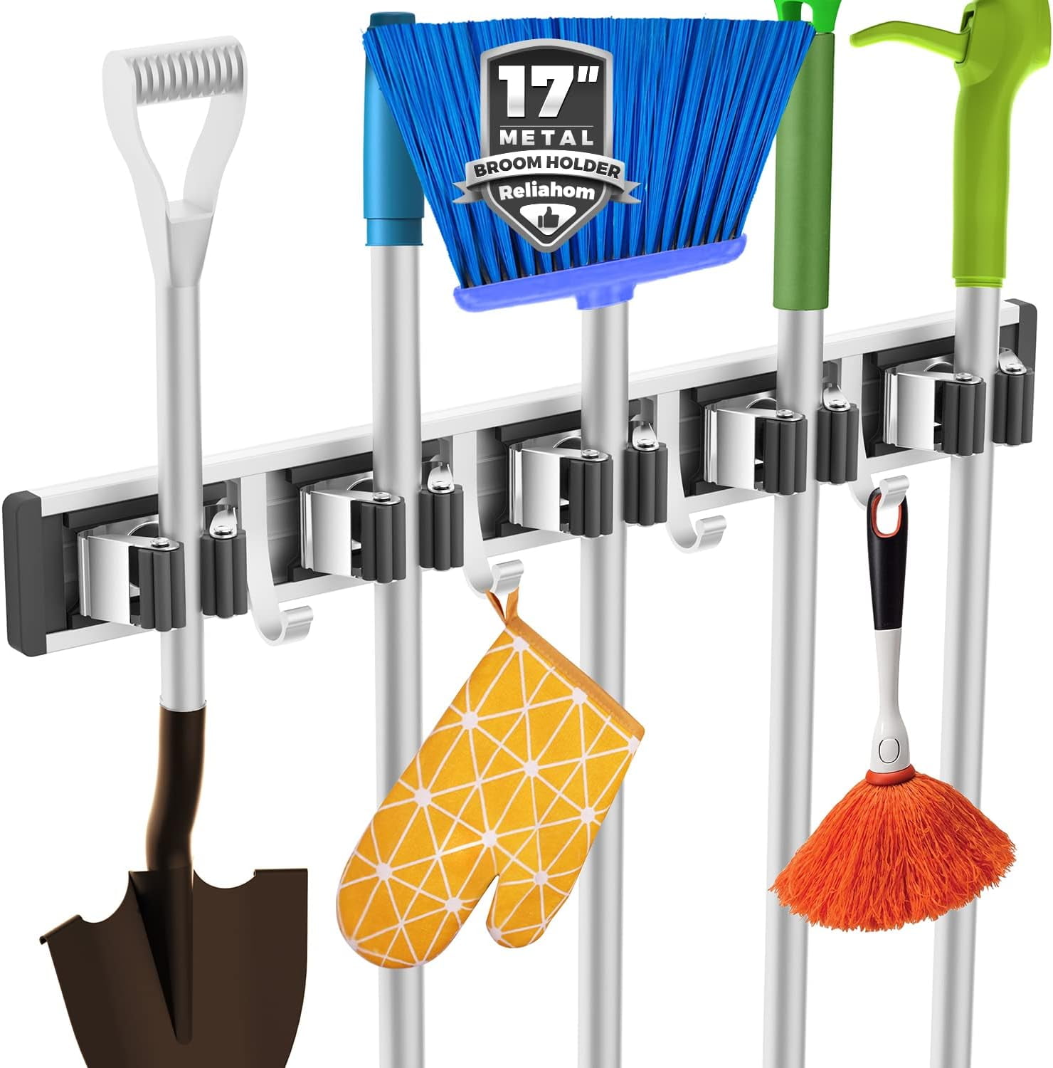 Broom Holder Wall Mount Mop and Broom Hanger Wall Mounted Garage ...