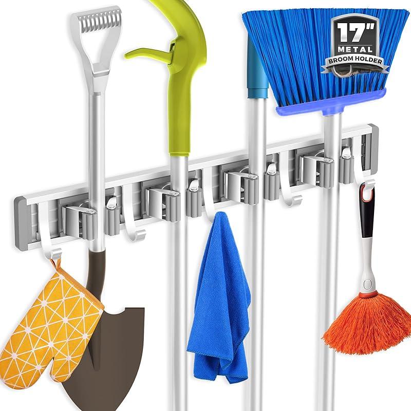 Broom Holder Wall Mount Mop and Broom Hanger Wall Mounted Garage ...