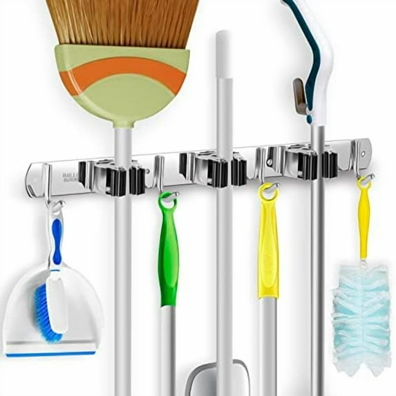Broom Holder Wall Mounted, Stainless Steel Broom and Mop Holder Self ...