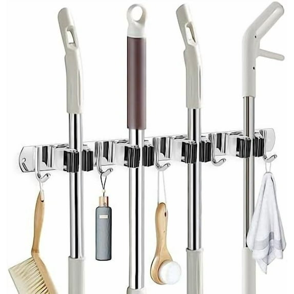 Broom Holder Wall Mounted, Stainless Steel Broom Mop Holder Self ...