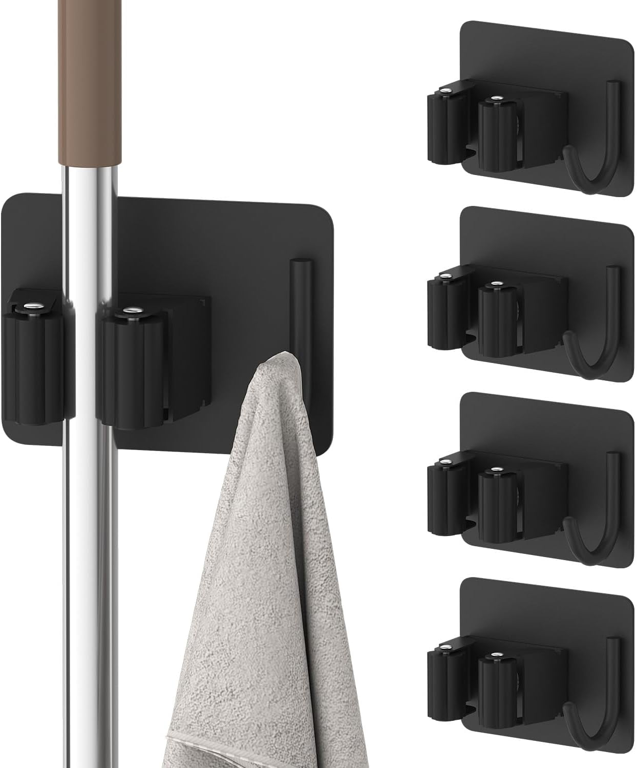 Broom Holder Wall Pack of 4 Broom Holder Device Holder Self-Adhesive ...