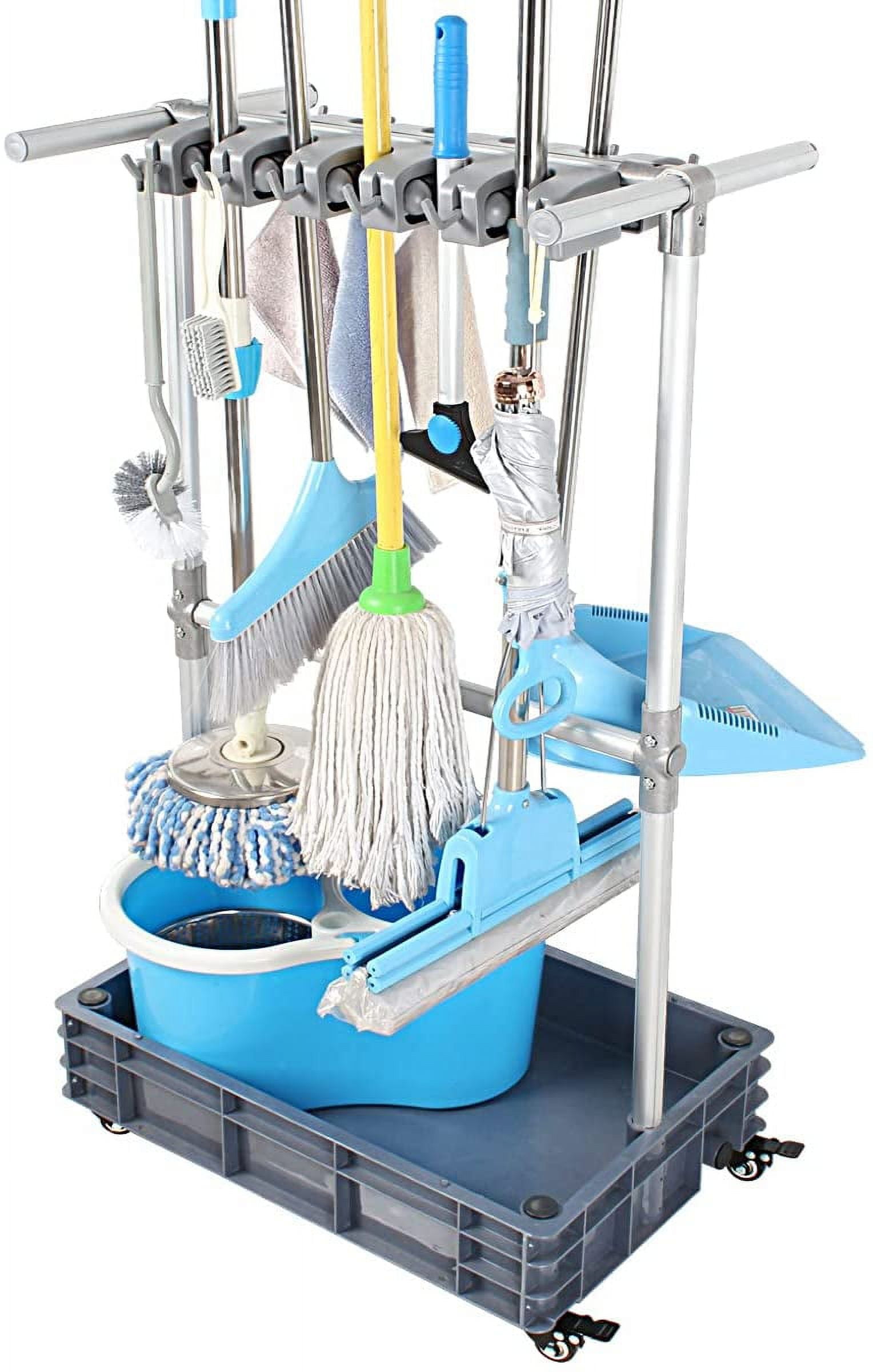 Broom And Mop Holder Put Wet Mops Movable Floor-Mounted Mop Rack Floor ...