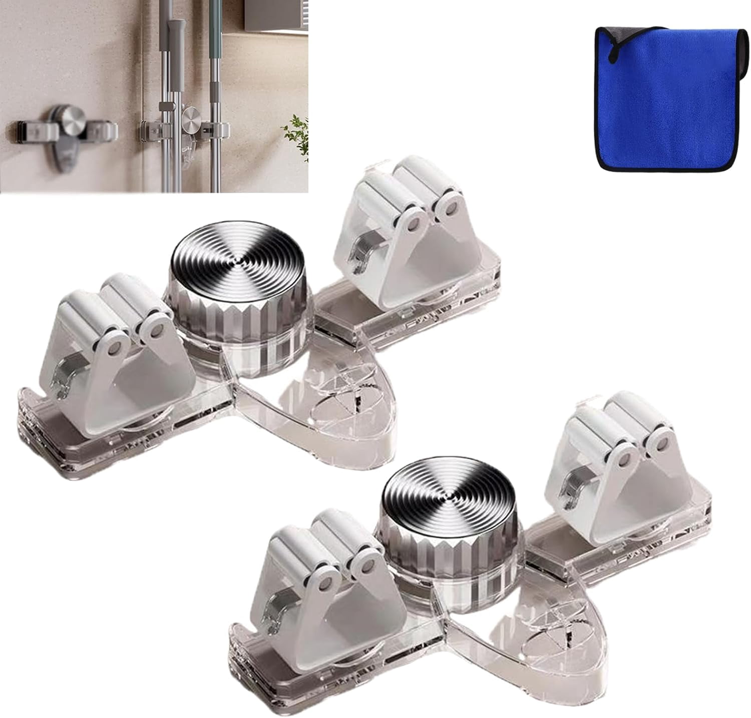 Broom Mop Holder Wall Mounted, Self Adhesive Command Mop Broom Hanger ...