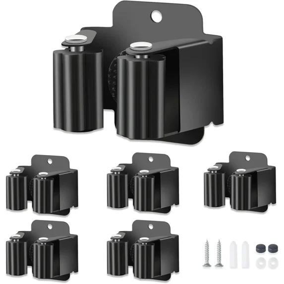 Broom & Mop Wall Holder 5-Pack Heavy-Duty Stainless Steel–Kitchen ...