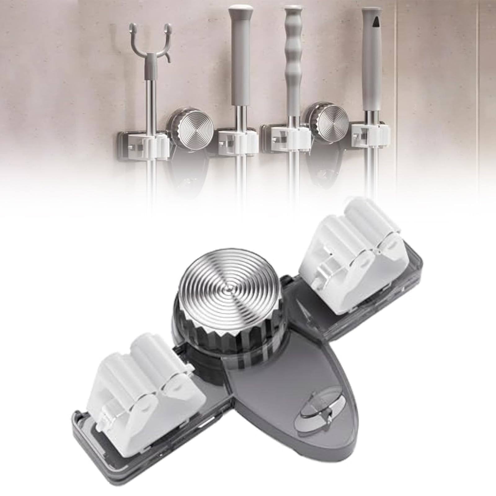 Broom Rack Mop Rack Airplane Mop Rack (Transparent Gray) - Holder Mop ...