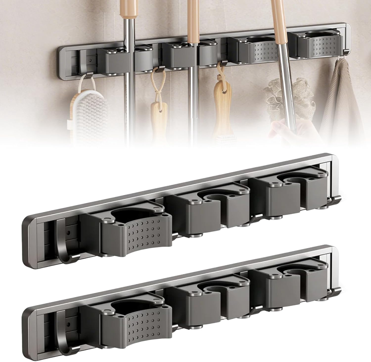 Broom Rack Storage, 2025 New Non-slip Mop and Broom Holder Wall Mount ...