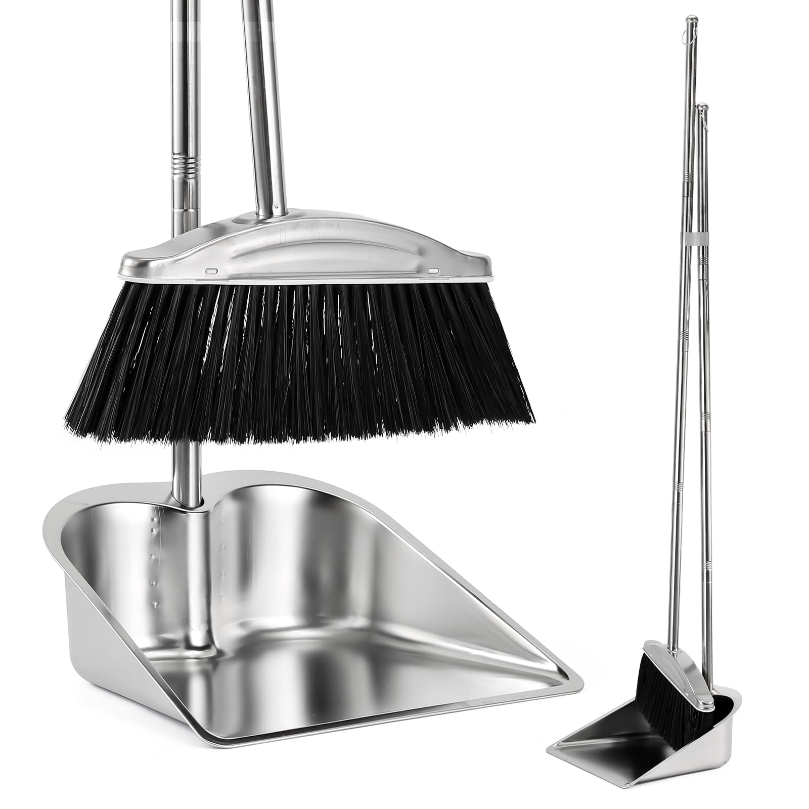 Broom With Dustpan Combo Set 46" Stainless Steel And For Home Heavy ...