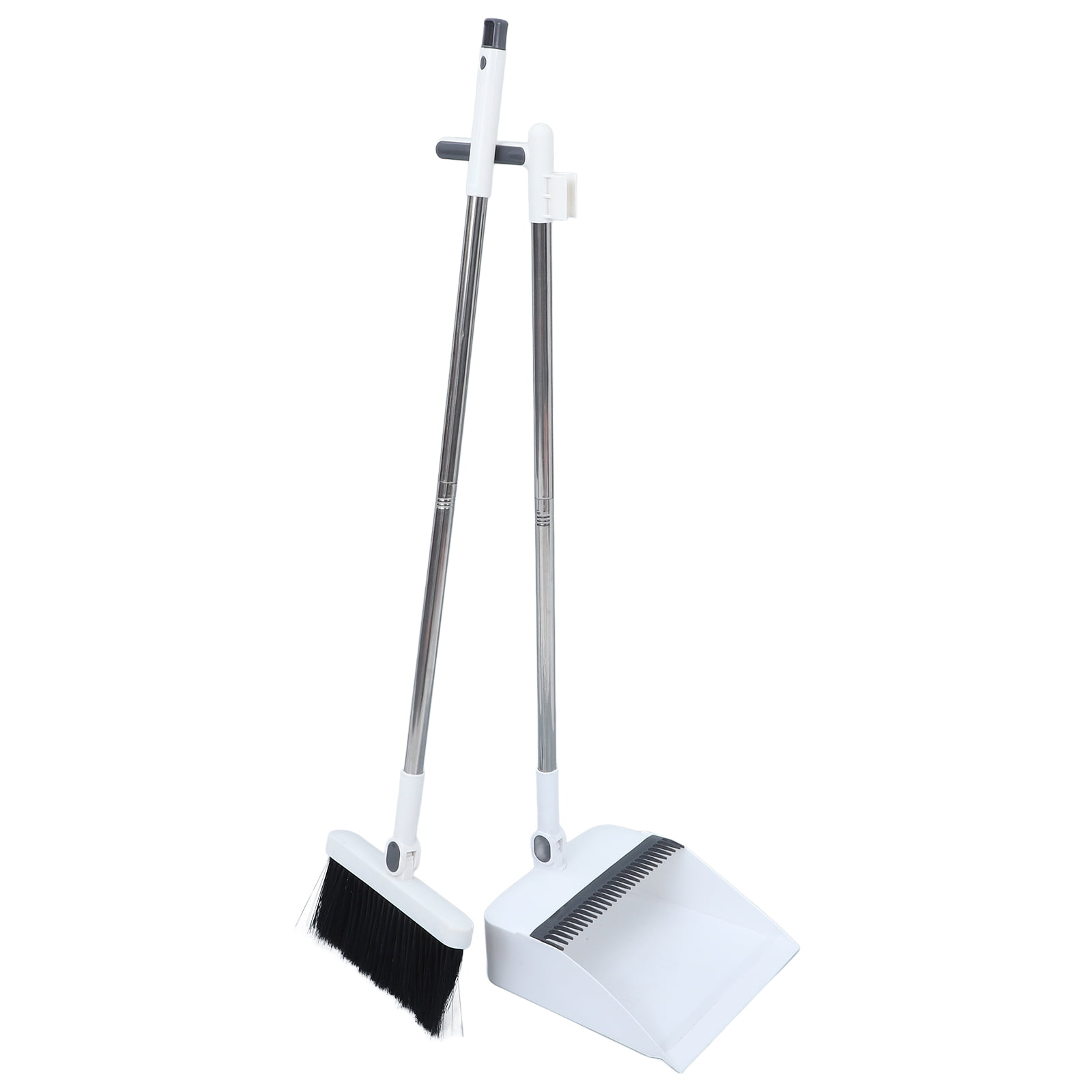 Broom With Dustpan Set White Foldable Dustpan 36.7 Inch Stainless Steel ...