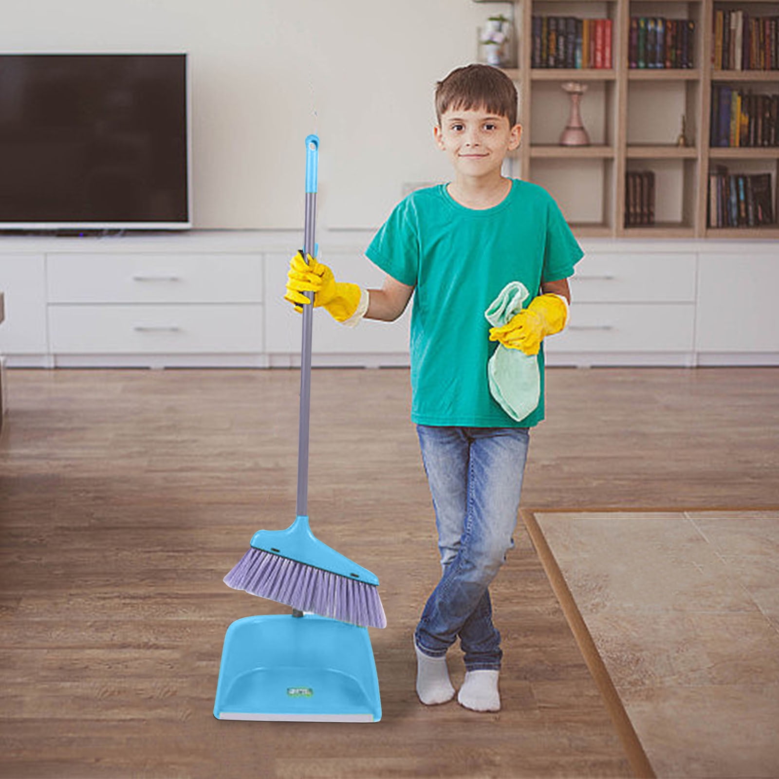 Broom and Dustpan Set, Broom with Dust Pan with Long Handle Combo Set ...