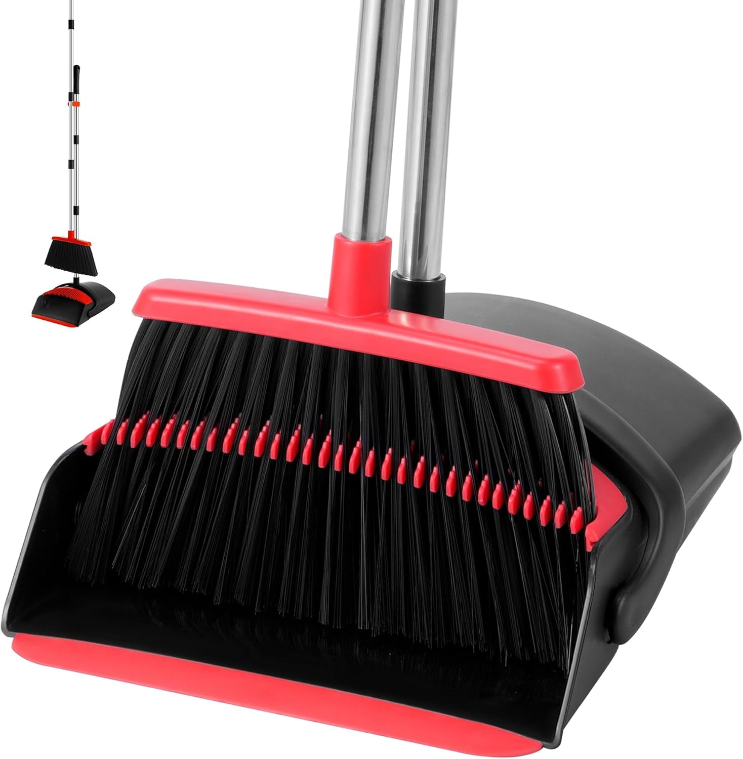 Broom and Dustpan Set, Broom with Dustpan Combo Set with Adjustable ...
