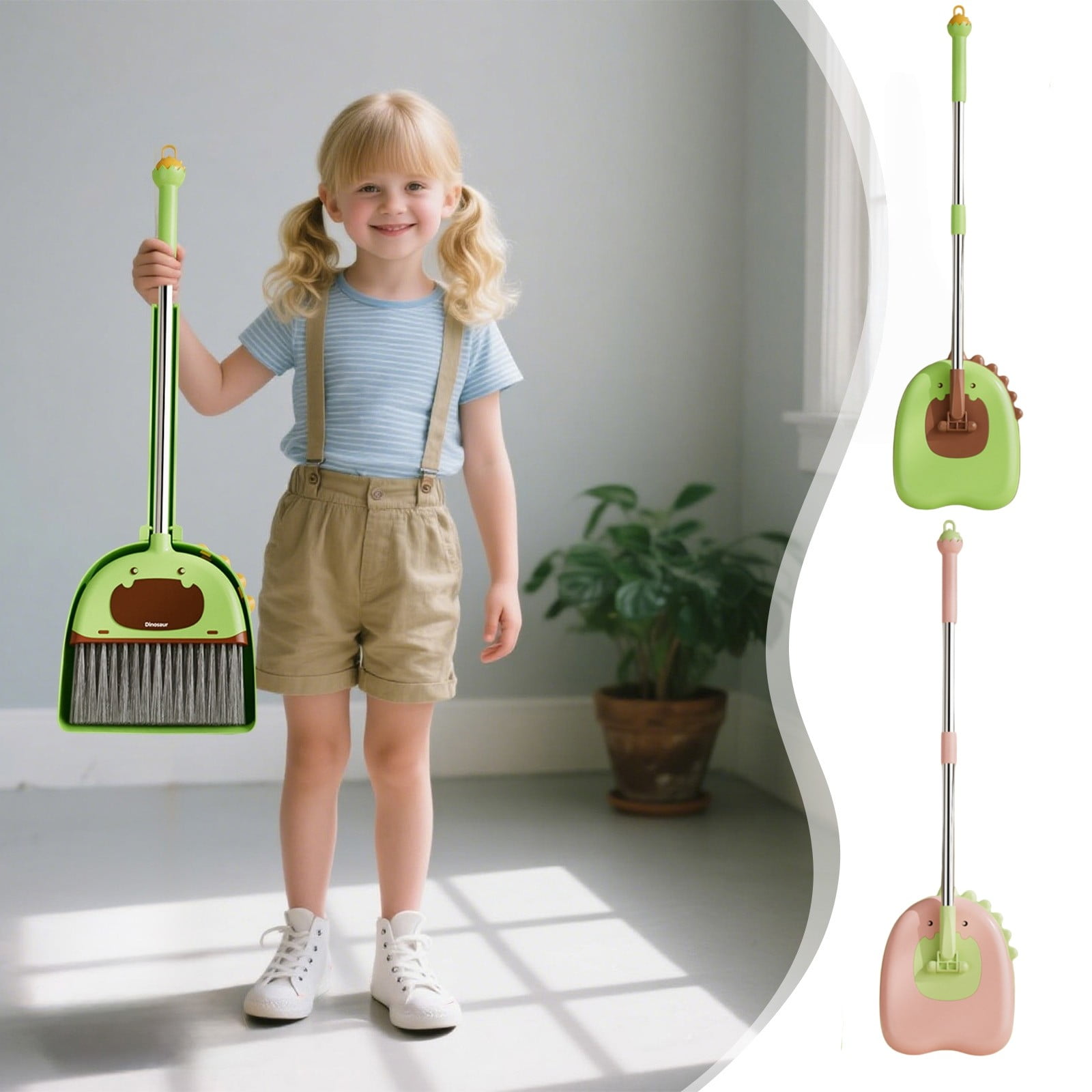 Broom and Dustpan Set, Cleaning Tools with Stainless Steel Handle ...