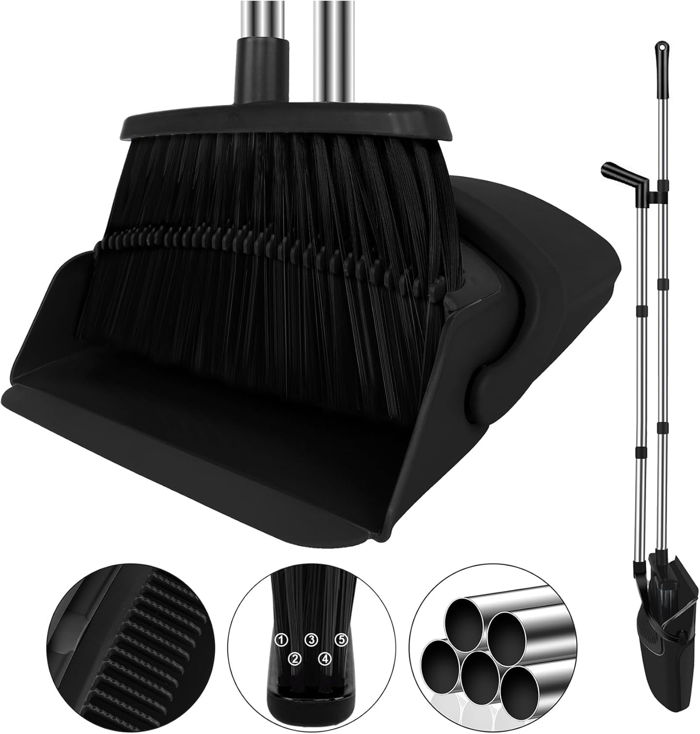 Broom and Dustpan Set, Household with Combo 51" Long Handle, Dust Pan ...