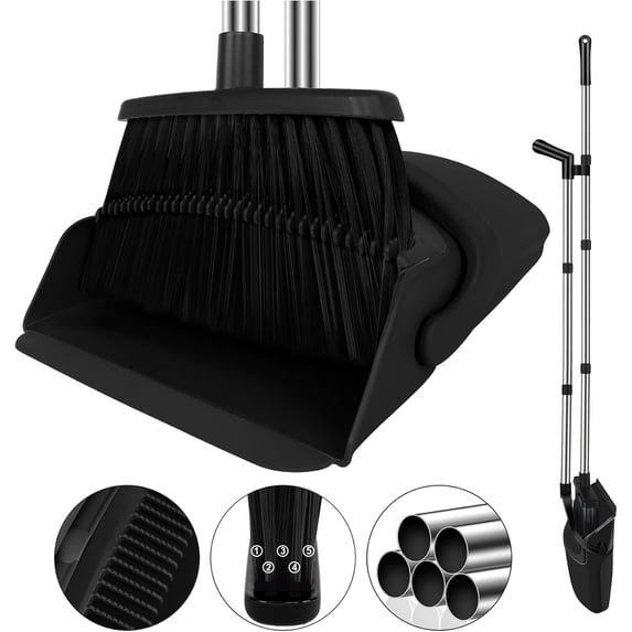 Broom and Dustpan Set, Household with Combo 51" Long Handle, Dust Pan ...