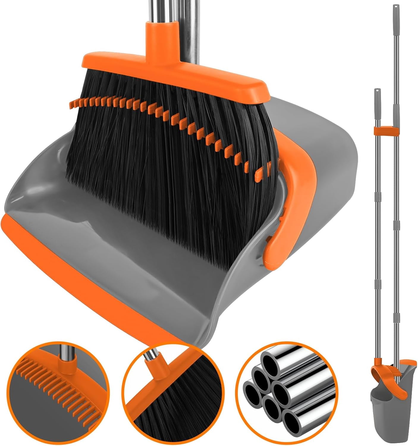 Broom and Dustpan Set, Large Broom with Dustpan Combo Set, 55" Long ...