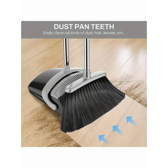 Broom and Dustpan Set for Home, 52" Long Handle Upright Standing Broom ...