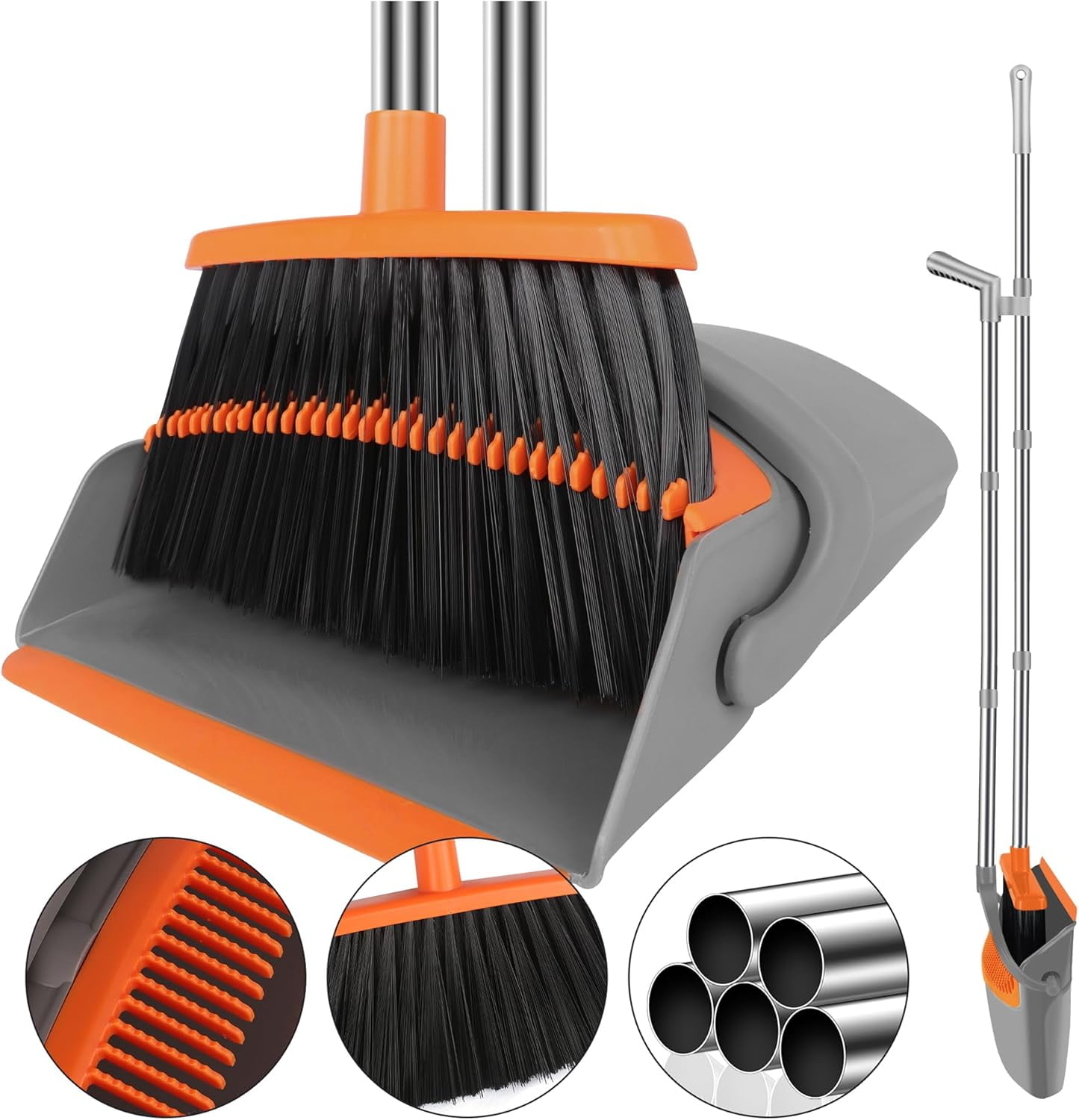 Broom and Dustpan Set for Home, Broom with Dustpan Combo Set, 51" Long ...