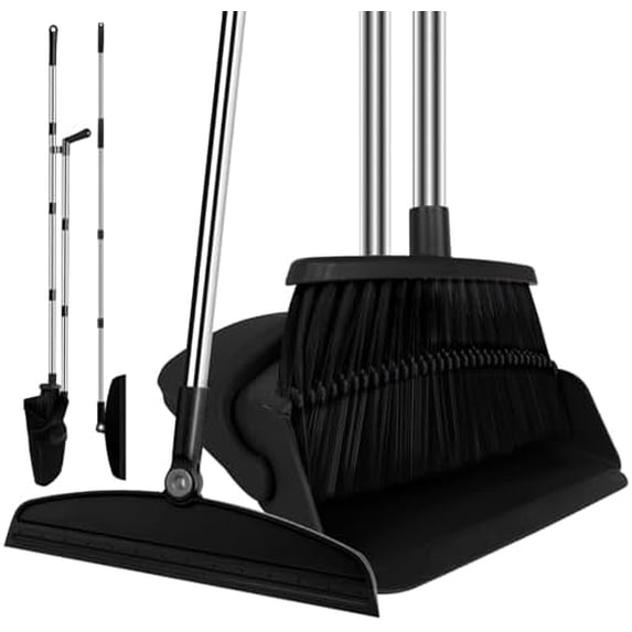 Broom with Dustpan Combo Set and Silicone Air Broom Kit, 51" Long ...