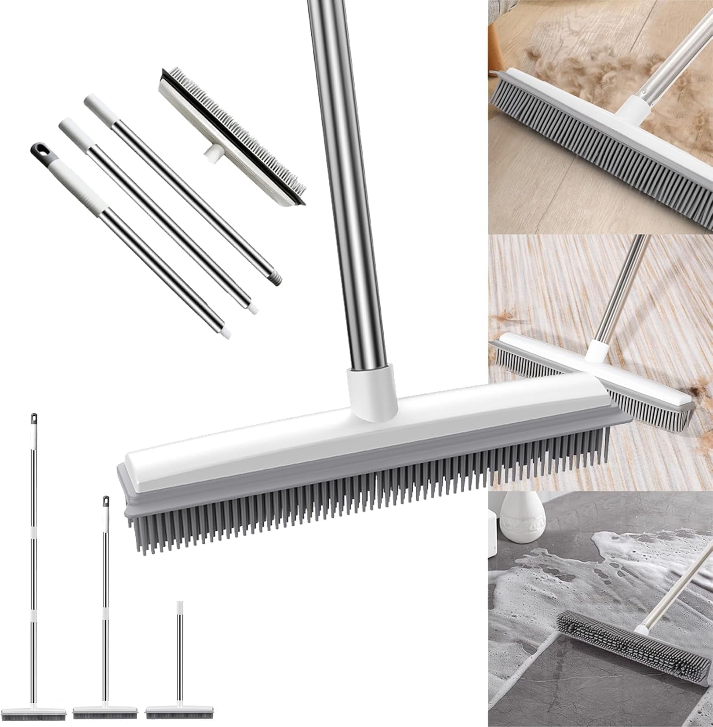 BroomWiz Pet Hair Removal - Broom Wiz Pet Hair Removal Broom Rubber Broom, Carpet Rake Fur ...