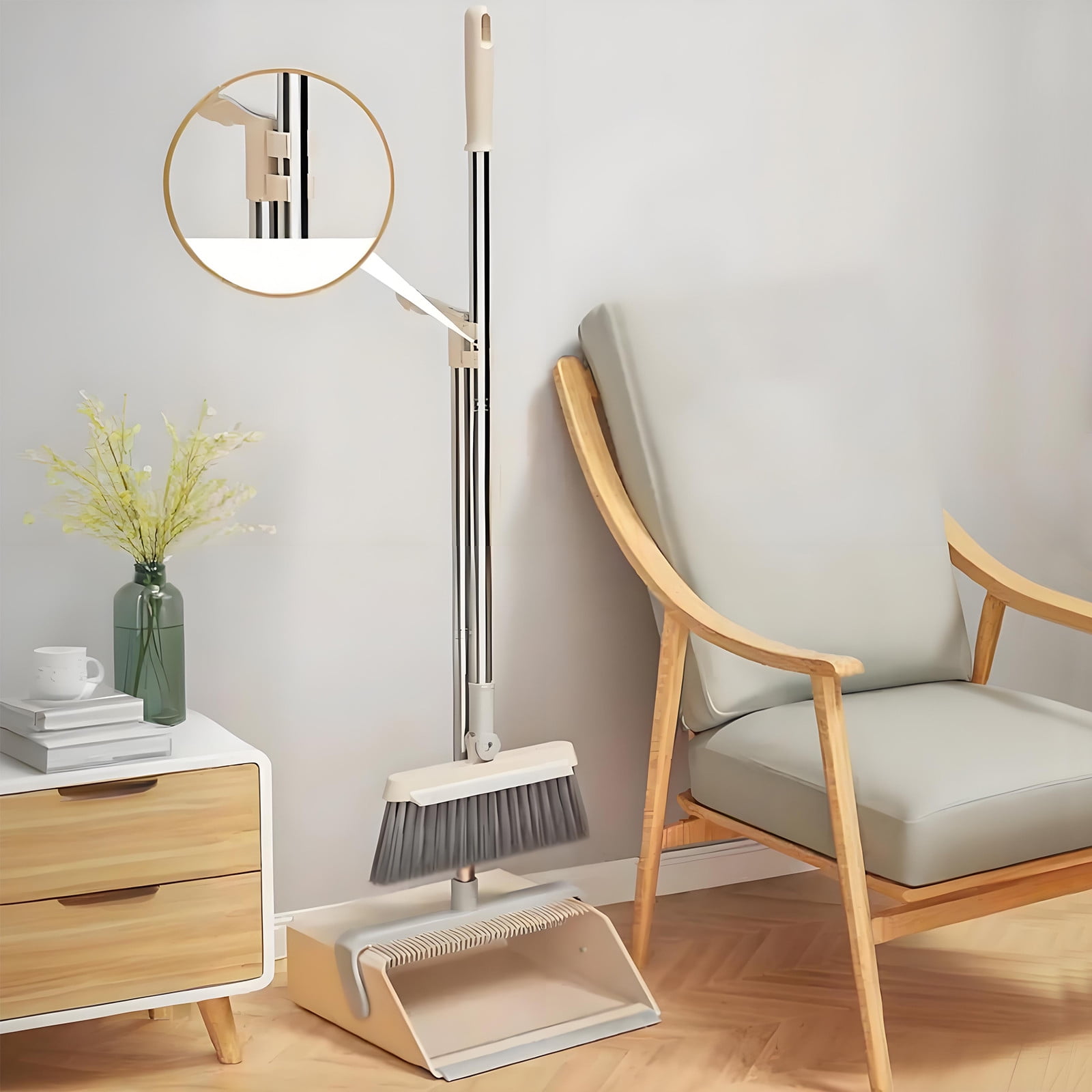 Brooms and Dustpan Set, Stand Up Brooms, Dustpan Combo, Ergonomic Handle + Easy Clean, Compact ...