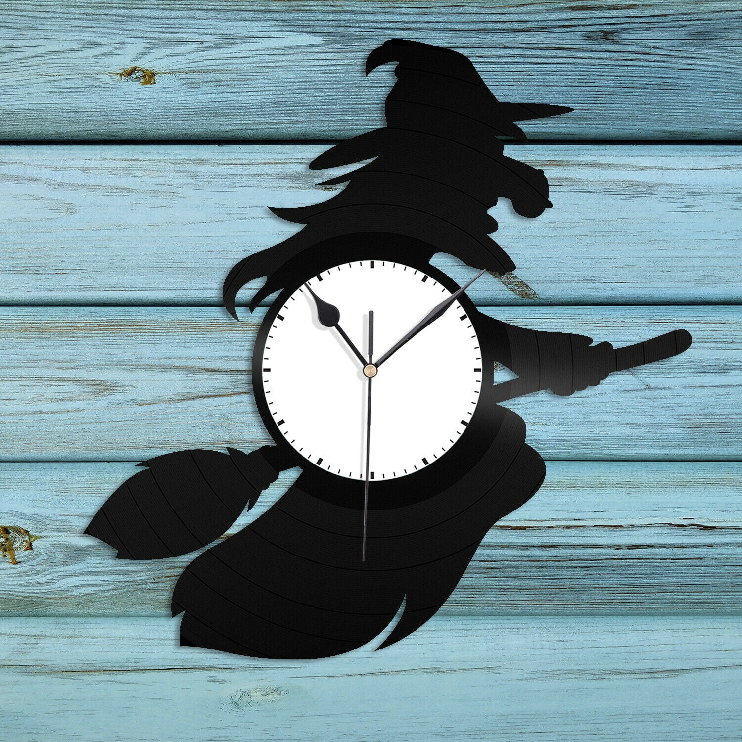Broomstick Witch Vinyl Wall Clock Unique Gift for Friends Home Room ...