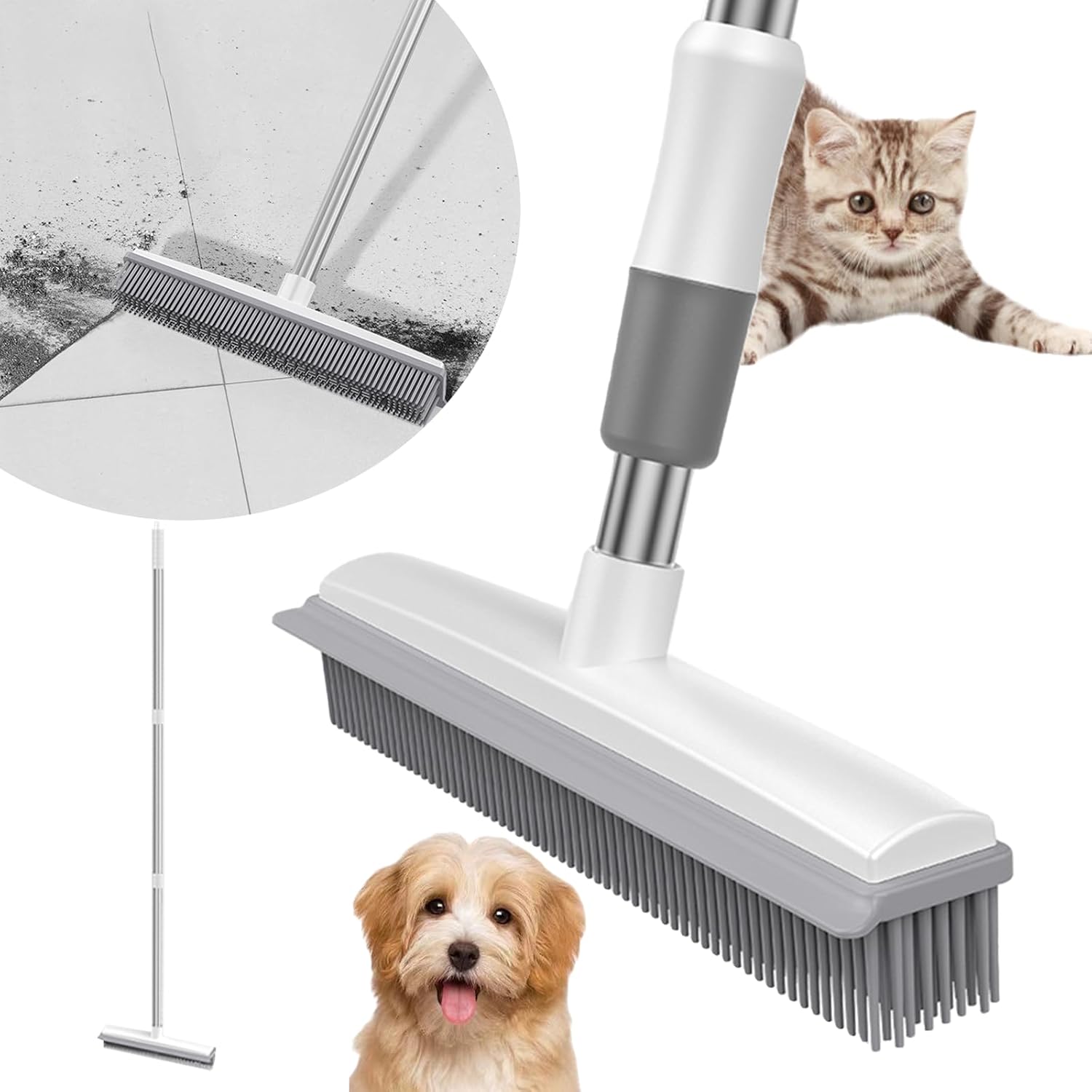 Broomwiz Pet Hair Removal, Pet Hair Broom for Carpet, Silicone Pet Hair ...