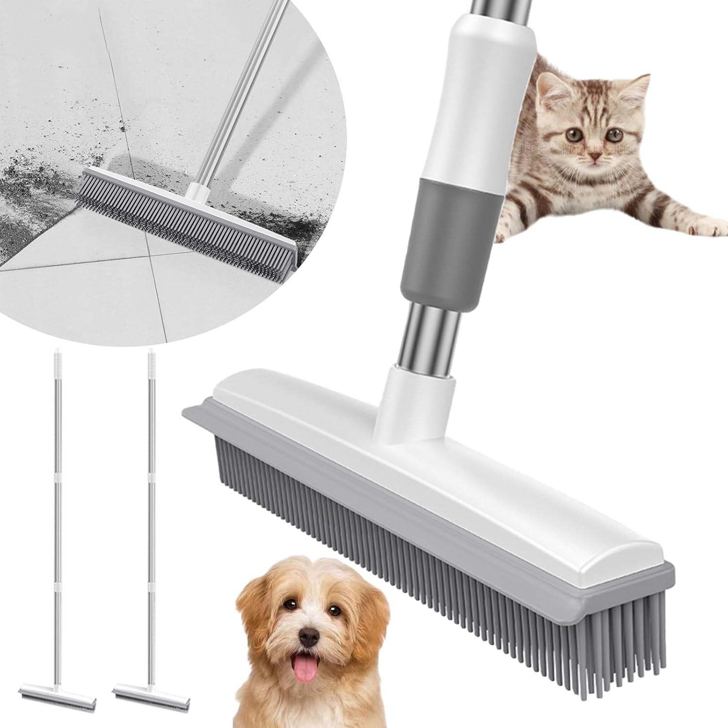 Broomwiz Pet Hair Removal, Pet Hair Broom for Carpet, Silicone Pet Hair Removal Broom, Long ...