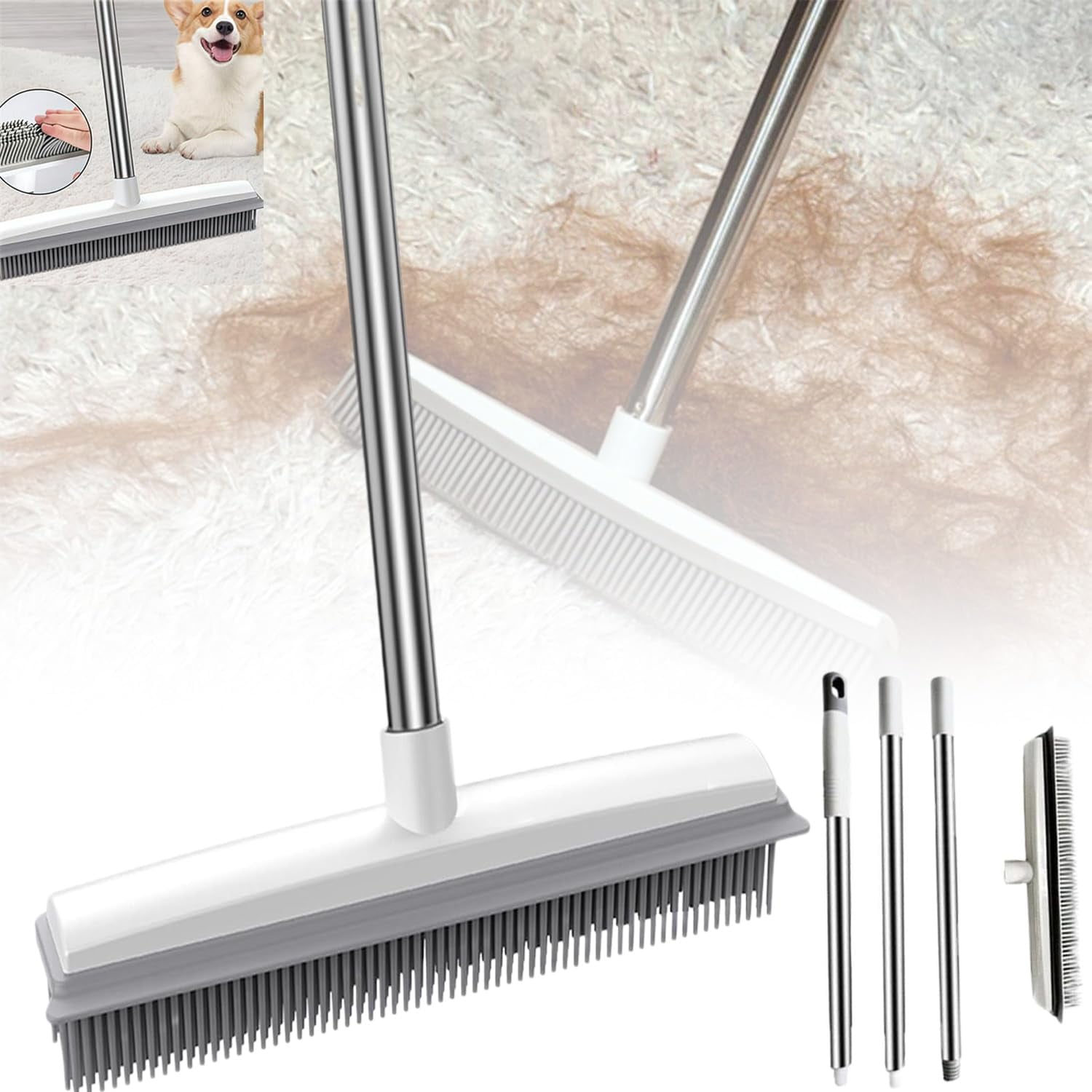 Broomwiz Pet Hair Removal, Petibo Pet Broom, 2025 New Silicone Pet Hair Removal Broom, 2 in 1 ...