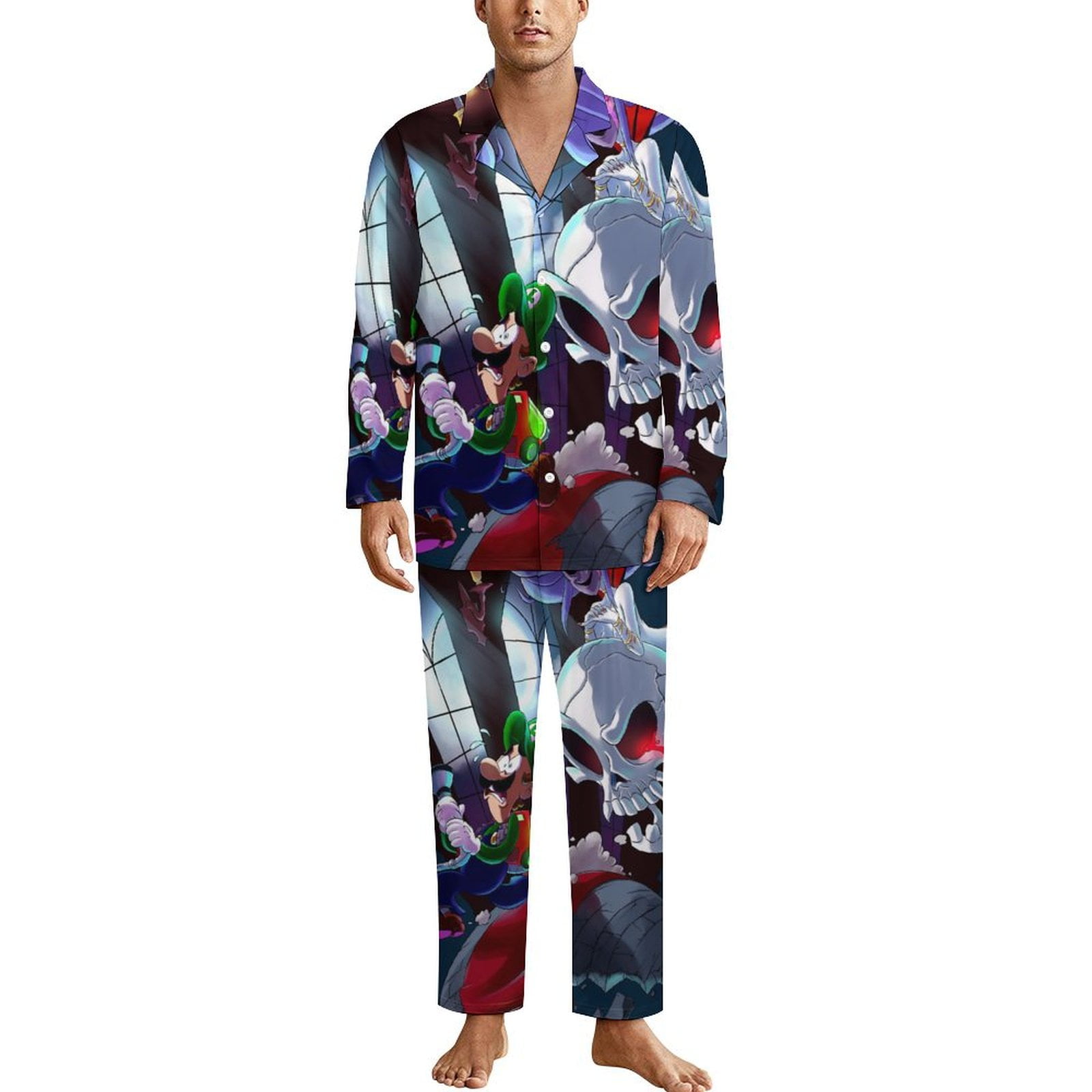 Bros Luigi's Mansion Long Sleeved Pajama Set for Men Sleepwear Sets ...