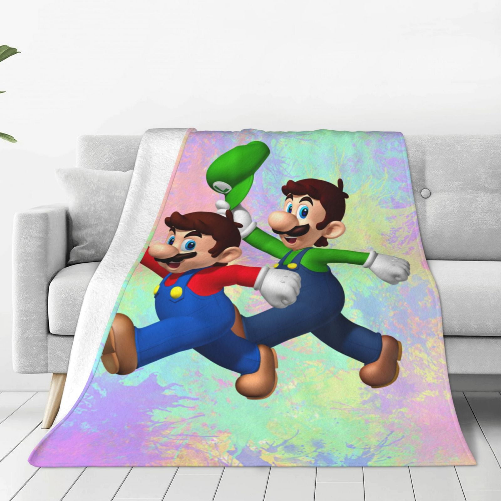 Bros Luigi's Mansion Mario Flannel Blanket Cozy Ultra-Soft Micro Fleece ...