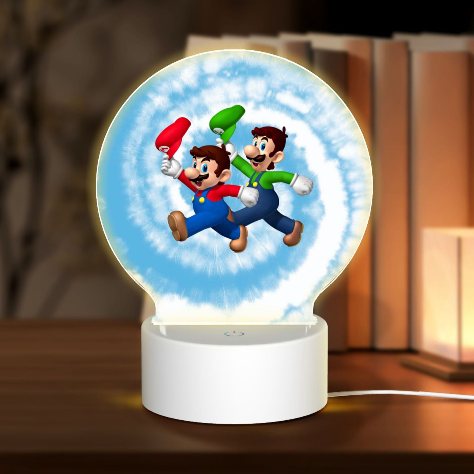 Bros Luigi's Mansion Mario Round Acrylic Night Light Decoration USB ...