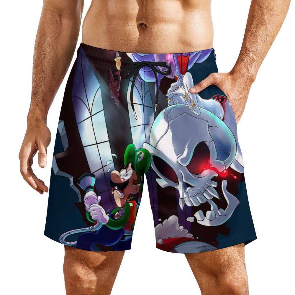 Bros Luigi's Mansion Men's Board Shorts Swim Trunks Quick Dry Beach ...
