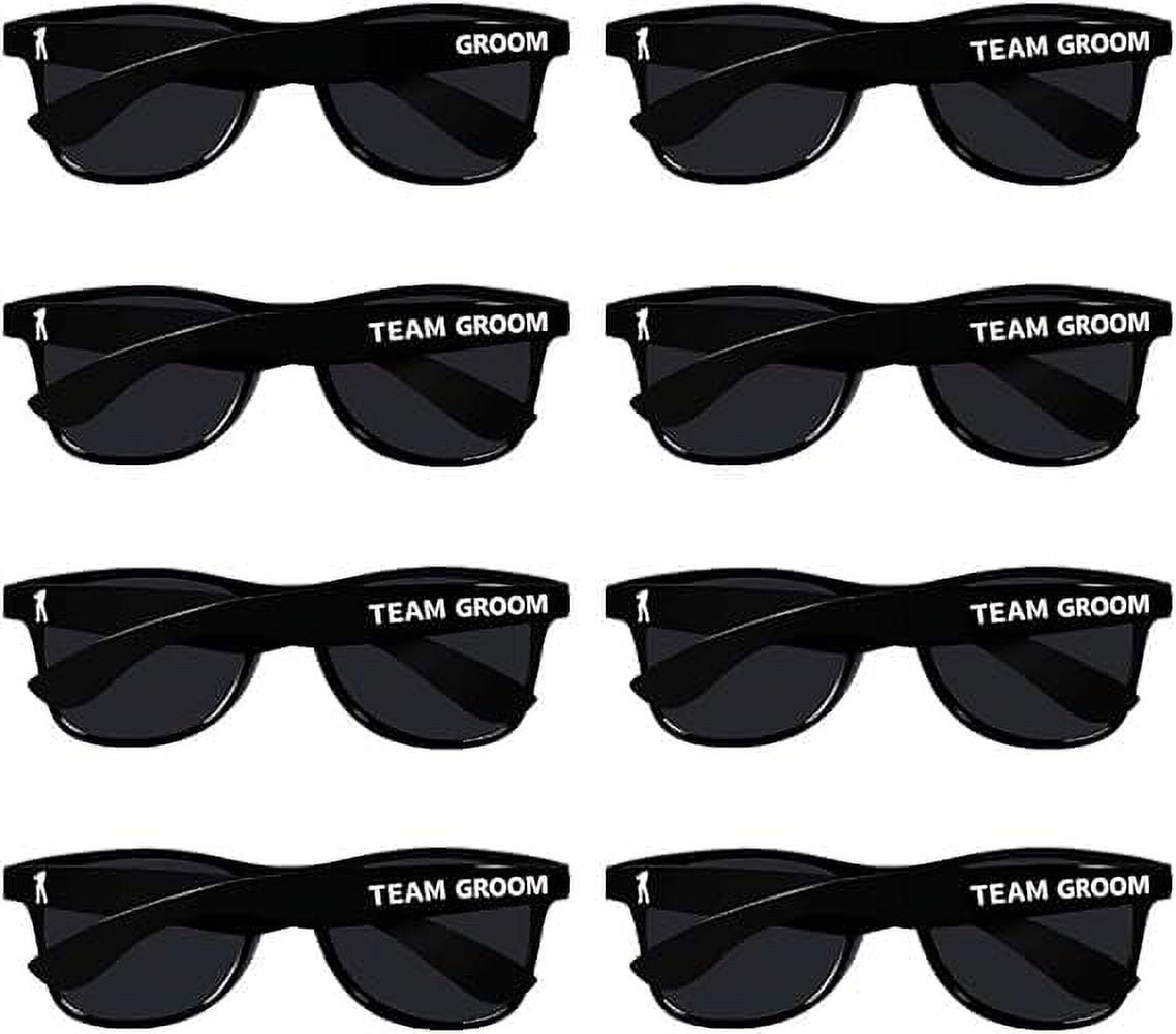 Brosash Bachelor Party Black Sunglasses Set - 1 Groom & 7 Team Groom ...