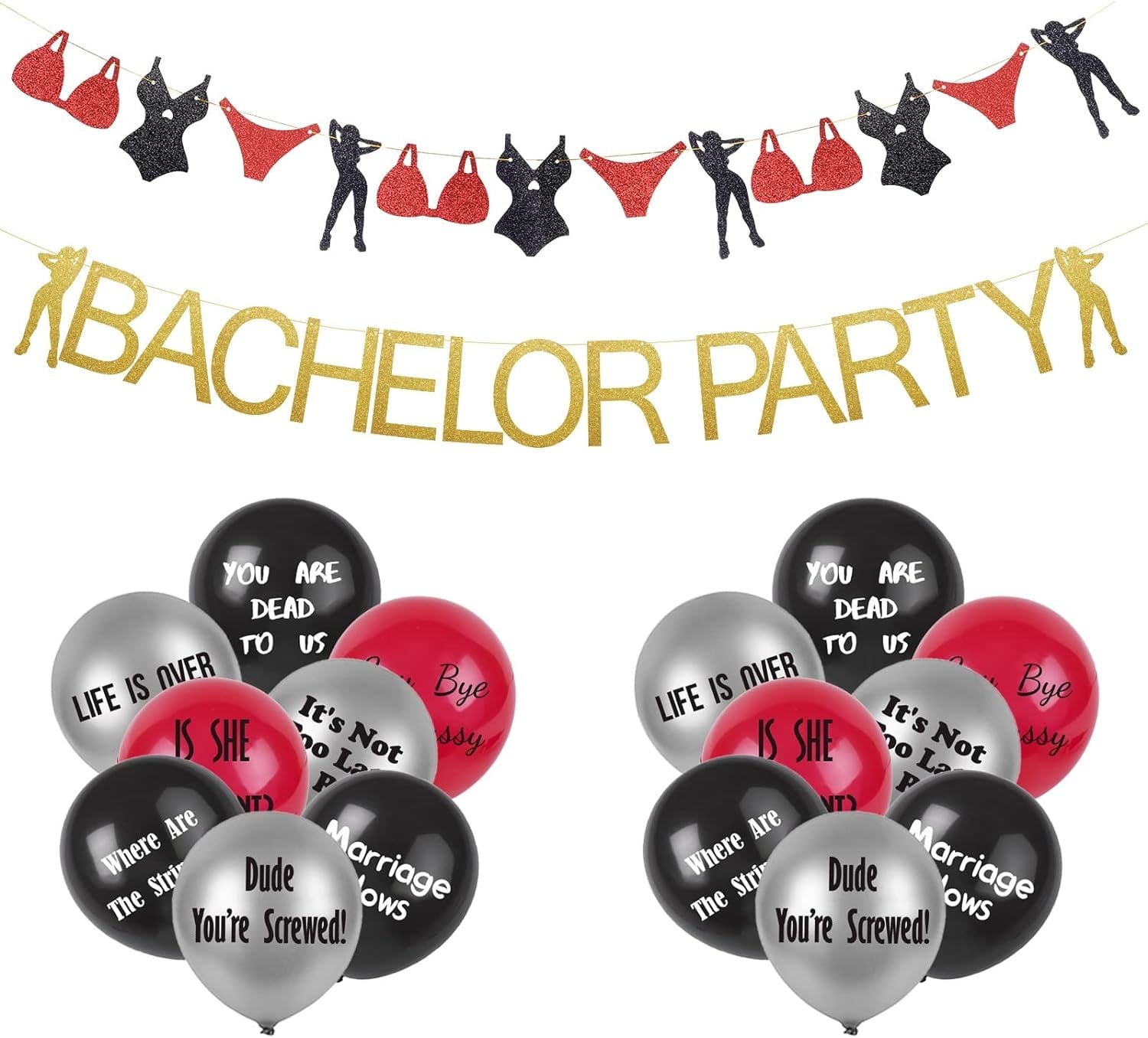 Brosash Bachelor Party Decorations - 18 Piece Set Includes Banners and ...