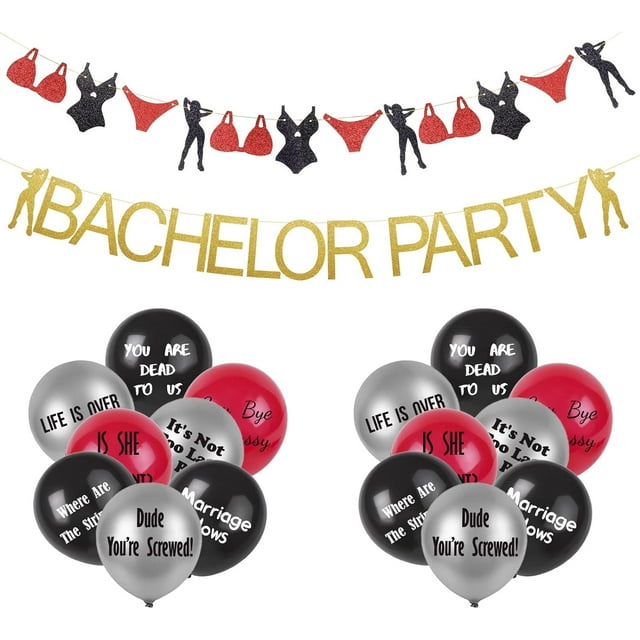 Brosash Bachelor Party Decorations - 18 Piece Set Includes Banners and ...