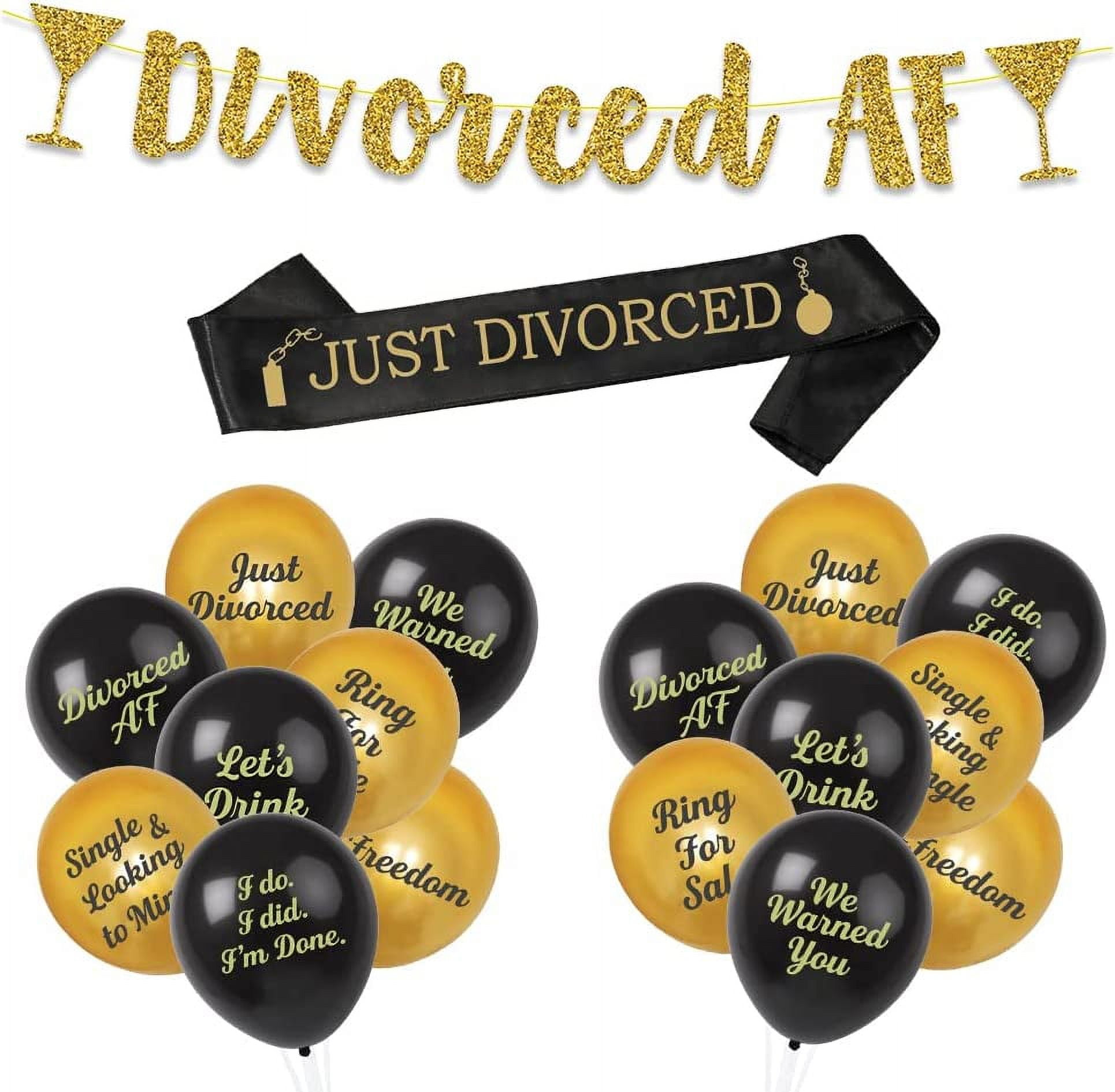 Brosash Divorce Party Decor Kit - Gold Divorced AF Banner, Funny ...
